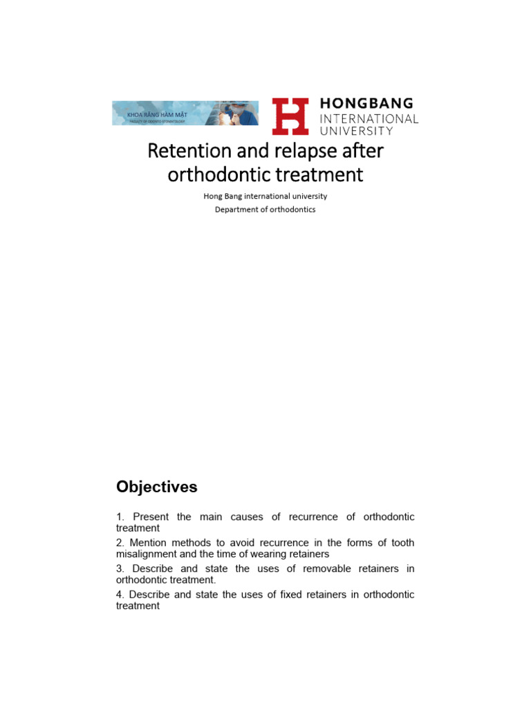 Retention and Relapse After Orthodontic Treatment | PDF | Orthodontics ...