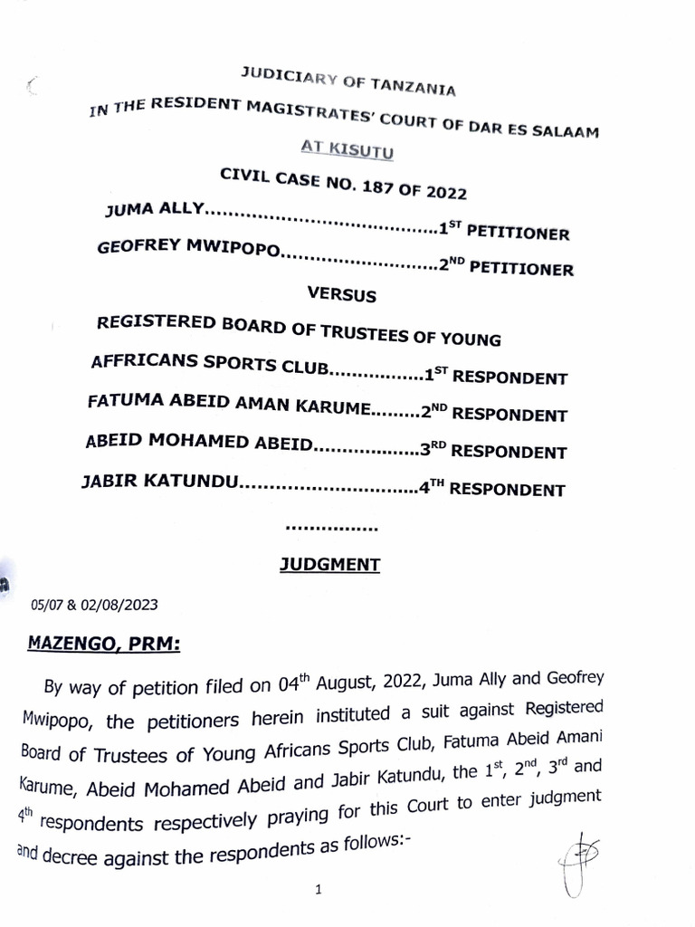 Judgment - Juma Ally & Yanga | PDF | Governance