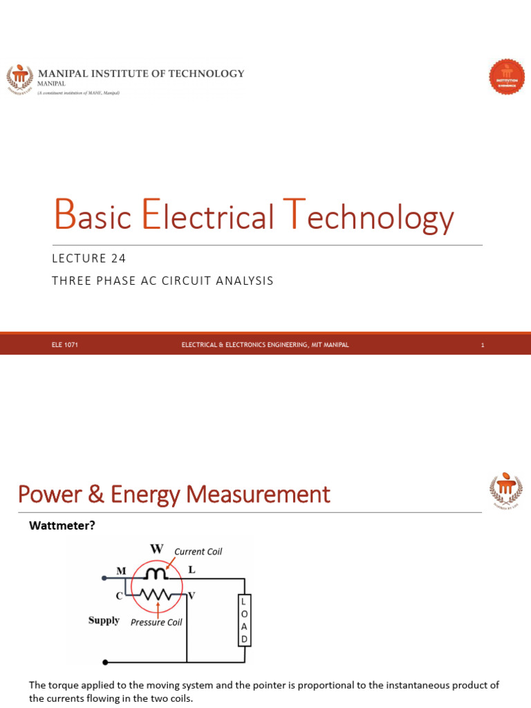 Lec 24 - Three Phase Power Measurement | PDF | Physical Quantities ...
