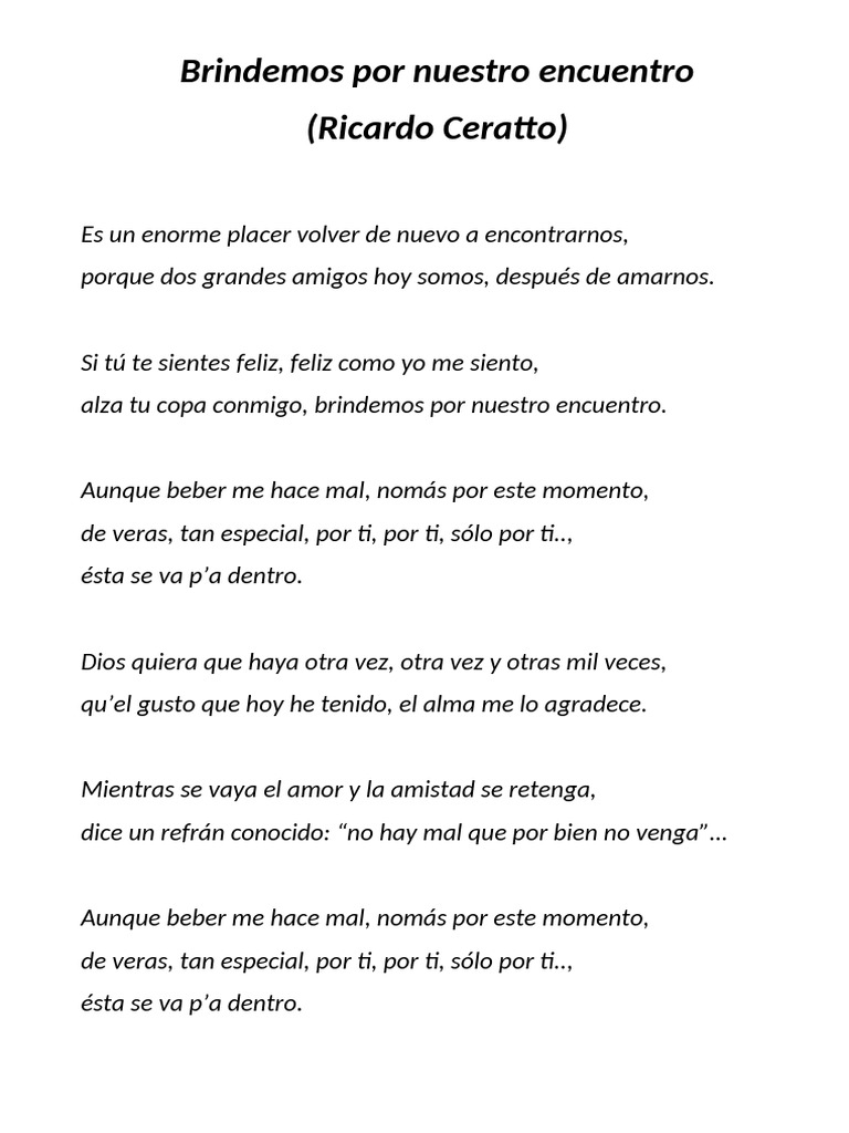 Brindemos Por Nuestro Encuentro | PDF