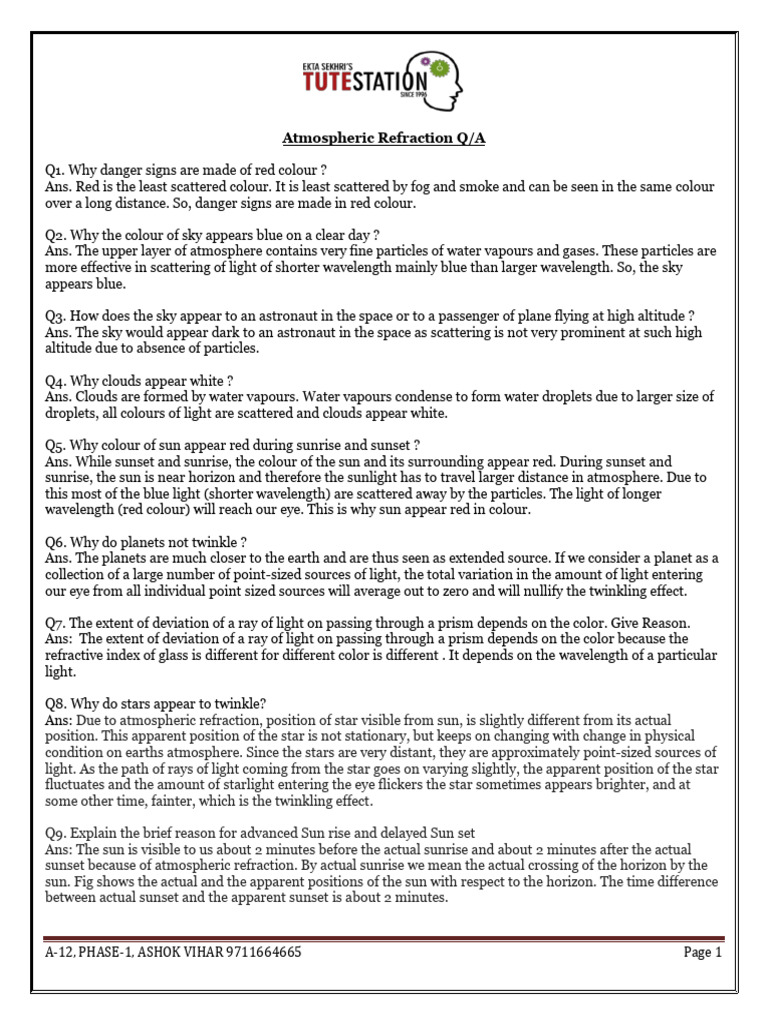 Atmospheric Refraction Explained: Q&A | PDF | Sunset | Sky