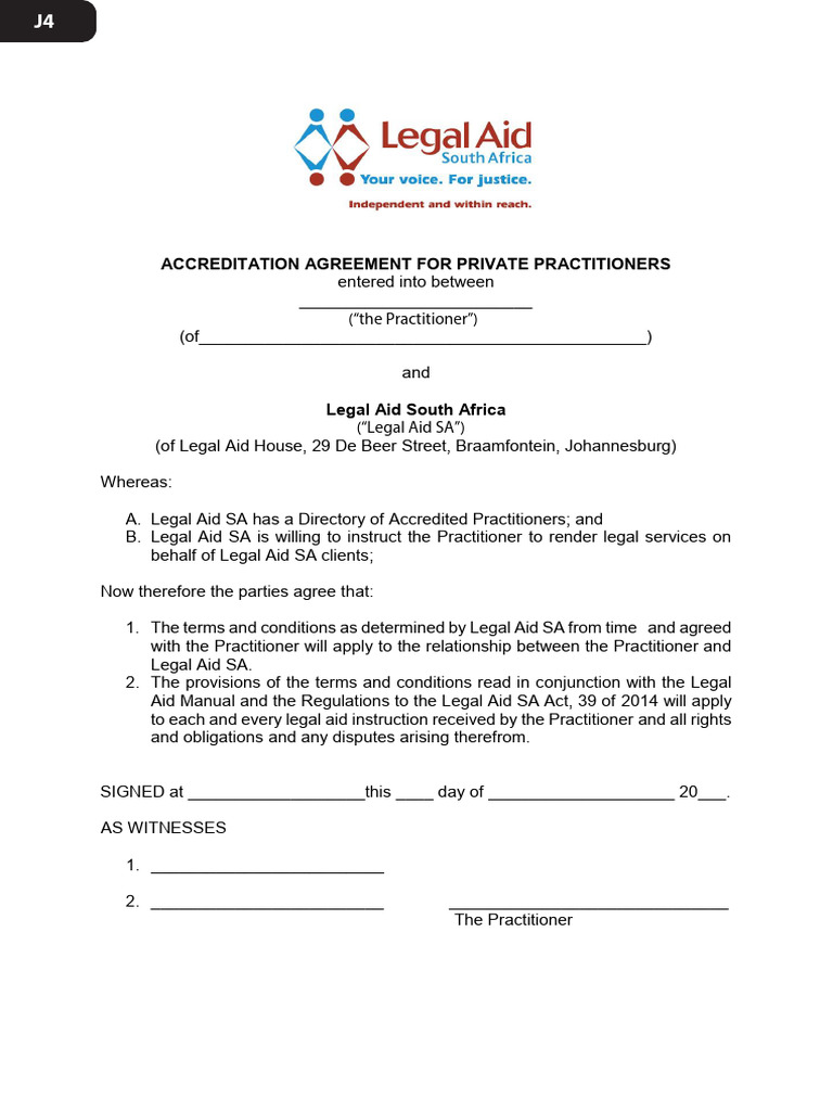 Legal Aid SA Practitioner Agreement | PDF