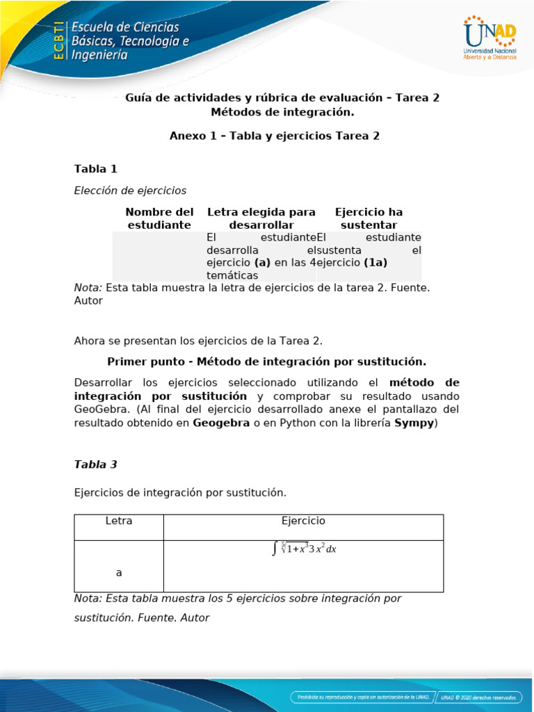 Anexo 1 - Tabla y Ejercicios Tarea 3 (4) (Autoguardado) | PDF | Integral | Análisis matemático