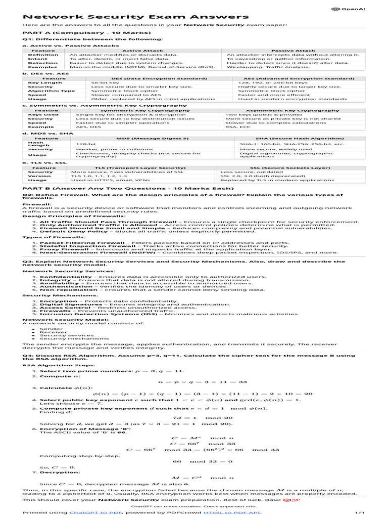 Network Security Exam Answers | PDF | Transport Layer Security ...