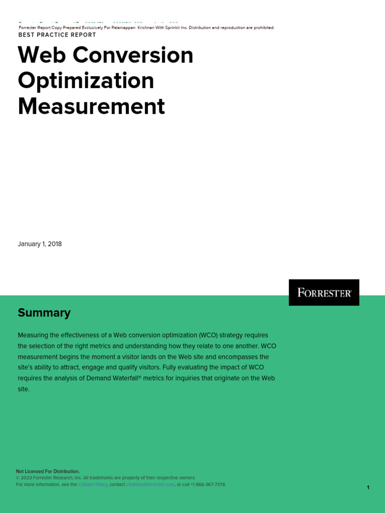 Web Conversion Optimization Measurement | PDF | Performance Indicator | Marketing