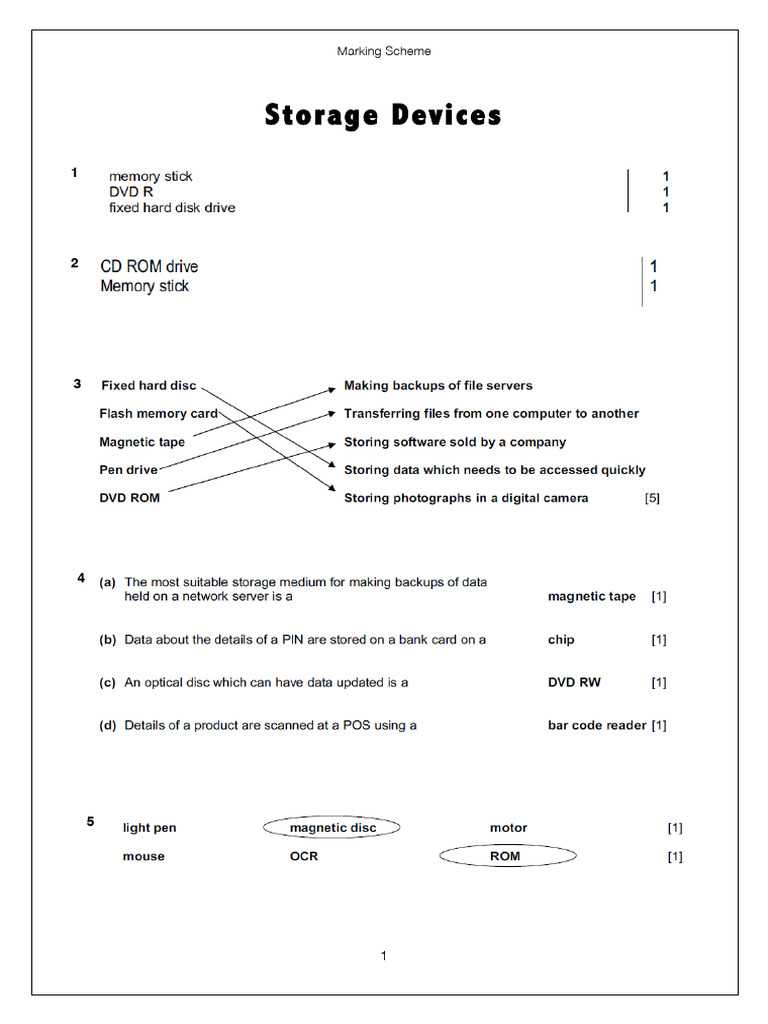 Cambridge ICT Storage Devices MS | PDF