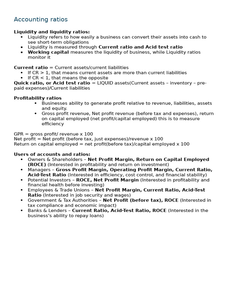 Understanding Accounting Ratios | PDF