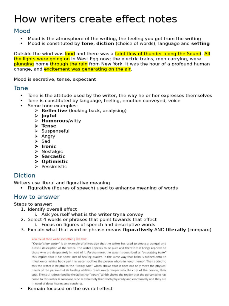 How writers create effect notes | PDF