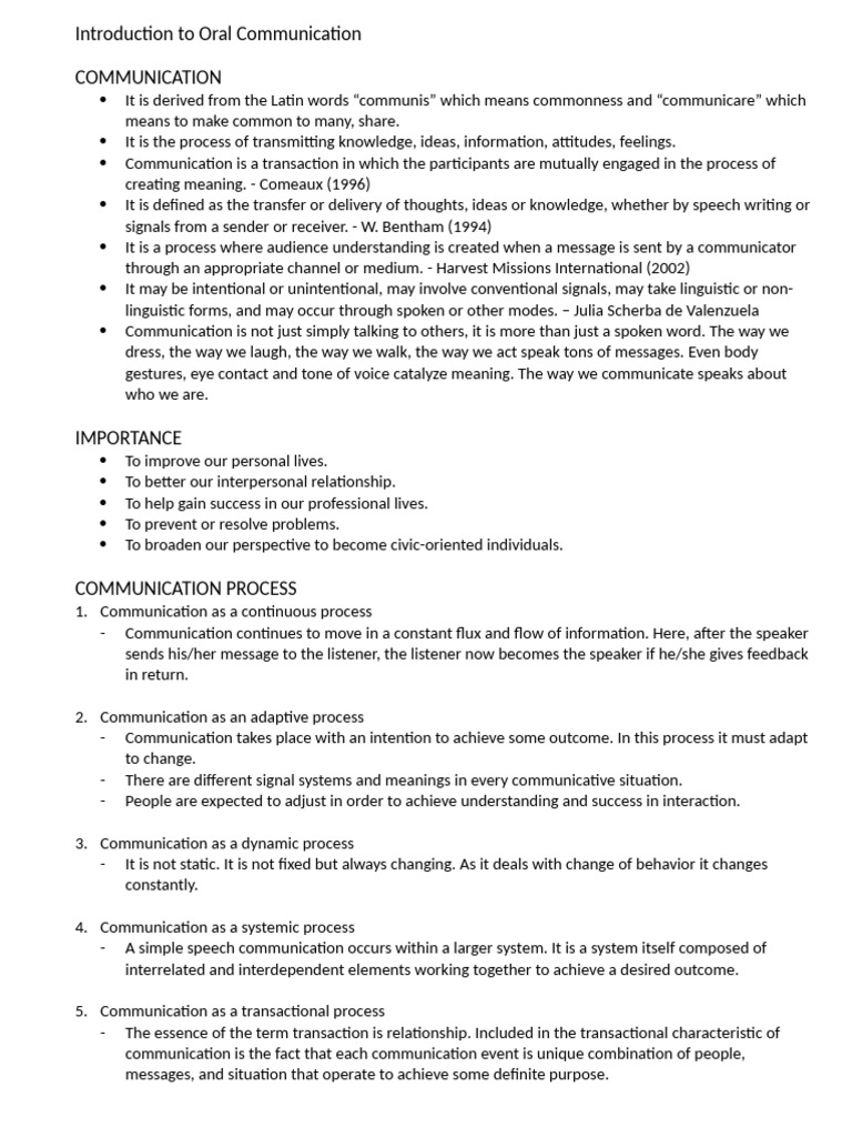 Introduction To Oral Communication | PDF | Communication | Information