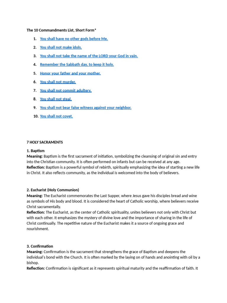 7 Holy Sacraments | PDF | Sacraments | Eucharist