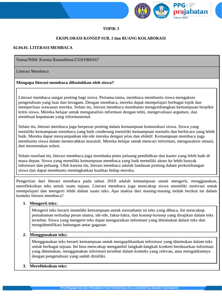 Lembar Kerja Mahasiswa Topik 3-1 | PDF