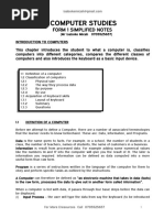 Form One Computer Studies Notes | PDF | Computer Keyboard | Computer File