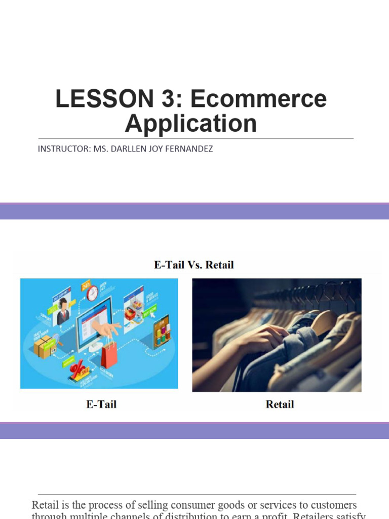 Lesson 3 Ecommerce Application | PDF | Retail | E Commerce