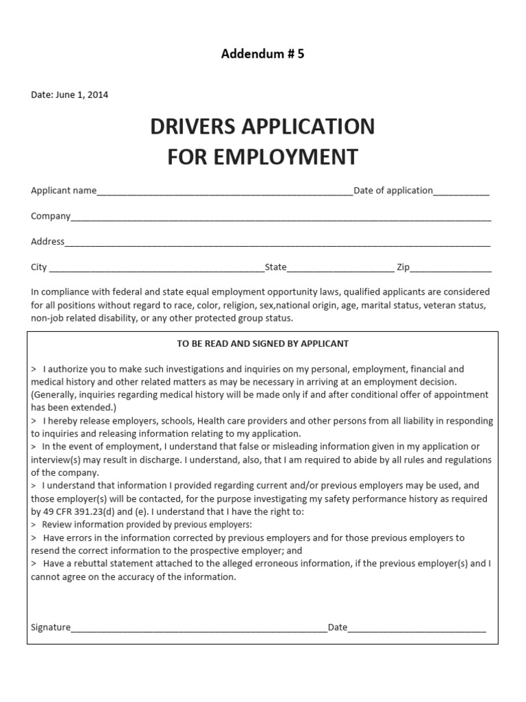 Advantage Trucking LLC - Drivers Application For | PDF | Van | Vehicles