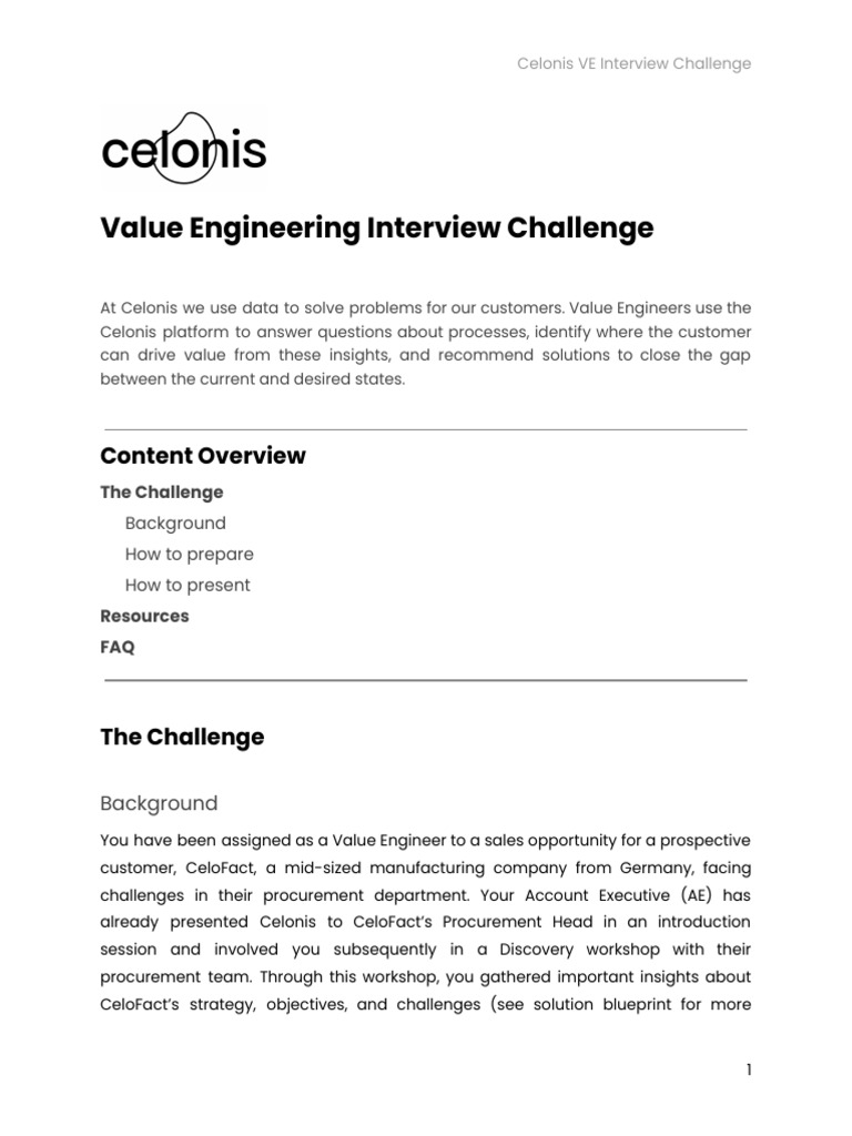 1 Celonis VE Challenge Interview - Instructions 1 | PDF | Data | Procurement