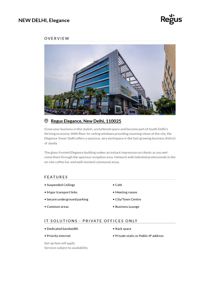 Regus Elegance Office Space in New Delhi | PDF