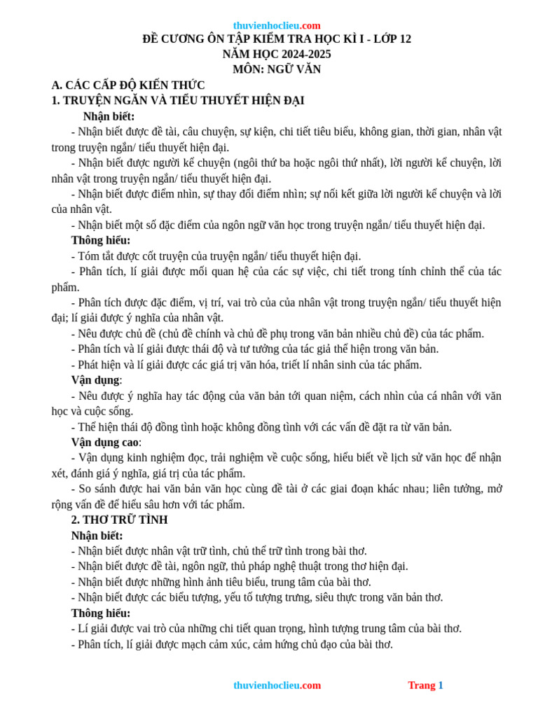 thuvienhoclieu.com-De-cuong-on-tap-HK1-Ngu-van-12-KNTT (2) | PDF