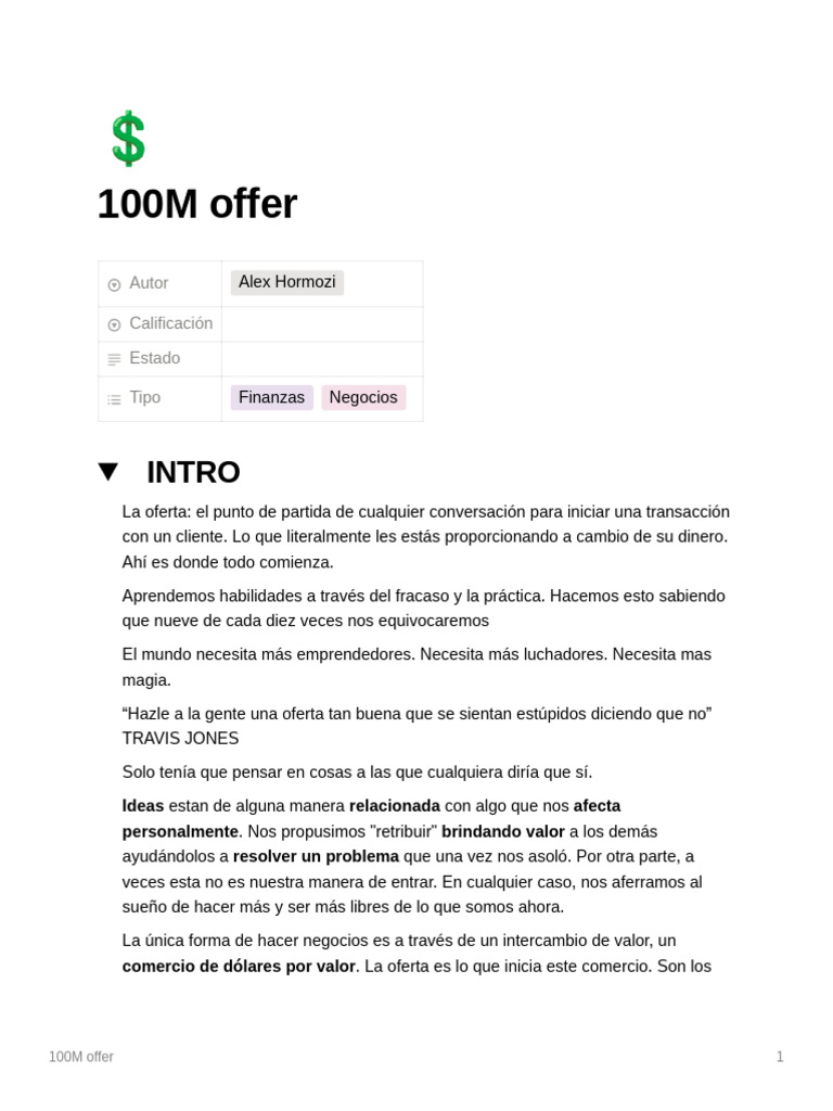 Oferta de 100M: Estrategias de Valor | PDF | Mercado (economía) | Dinero