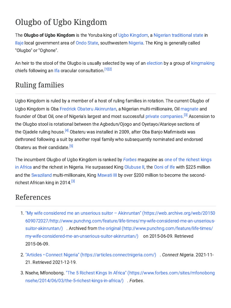 Olugbo of Ugbo Kingdom - Wikipedia | PDF