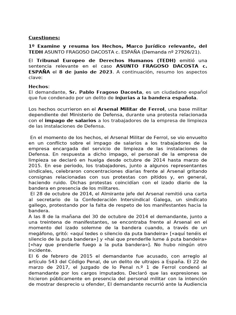Práctica Vi Dº Constitucional | PDF | Libertad de expresión | Violación
