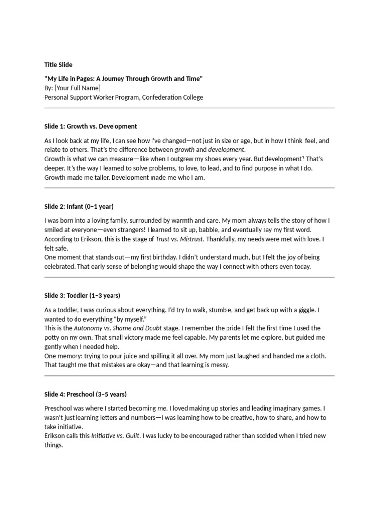 My Life Journey: Growth and Development | PDF | Behavioural Sciences ...
