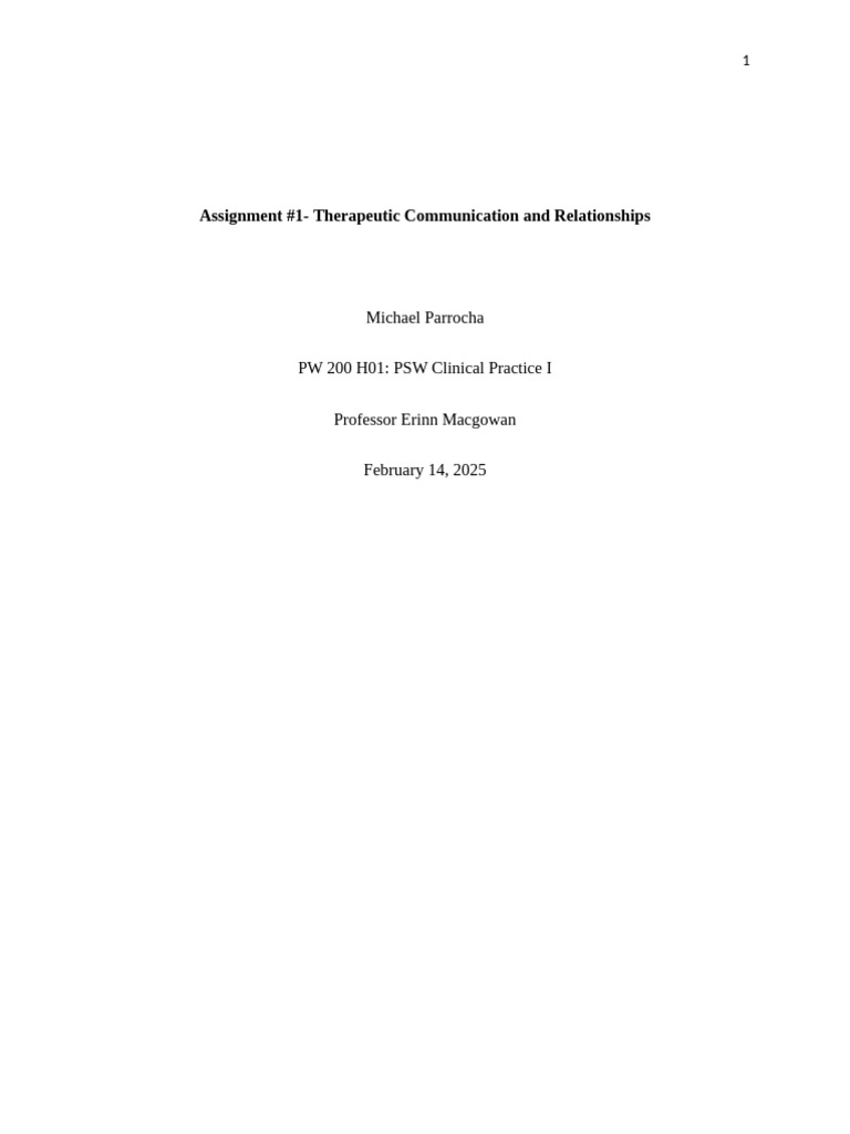 PW200 Assignment 1 Therapeutic Communication | PDF | Communication ...