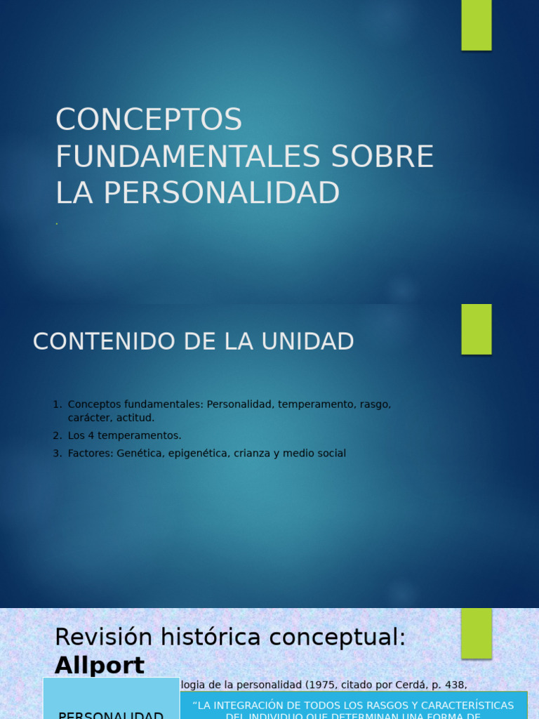 Conceptos Fundamentales Sobre La Personalidad. U1. | PDF | Epigenética | Teoría de apego