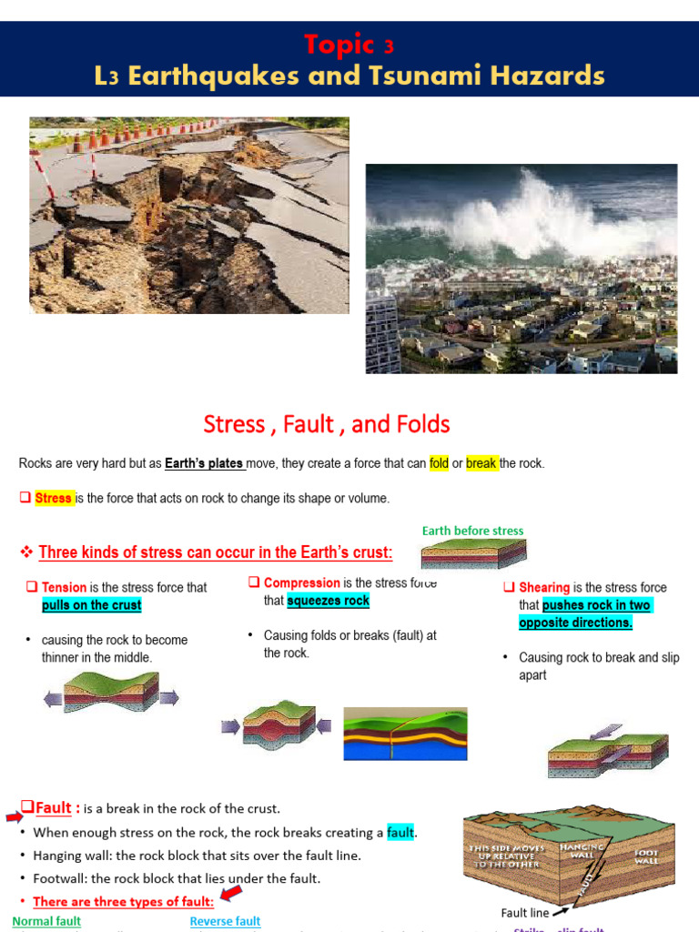 L3 Earthquakes and Tsunami Hazards | PDF | Fault (Geology) | Earthquakes