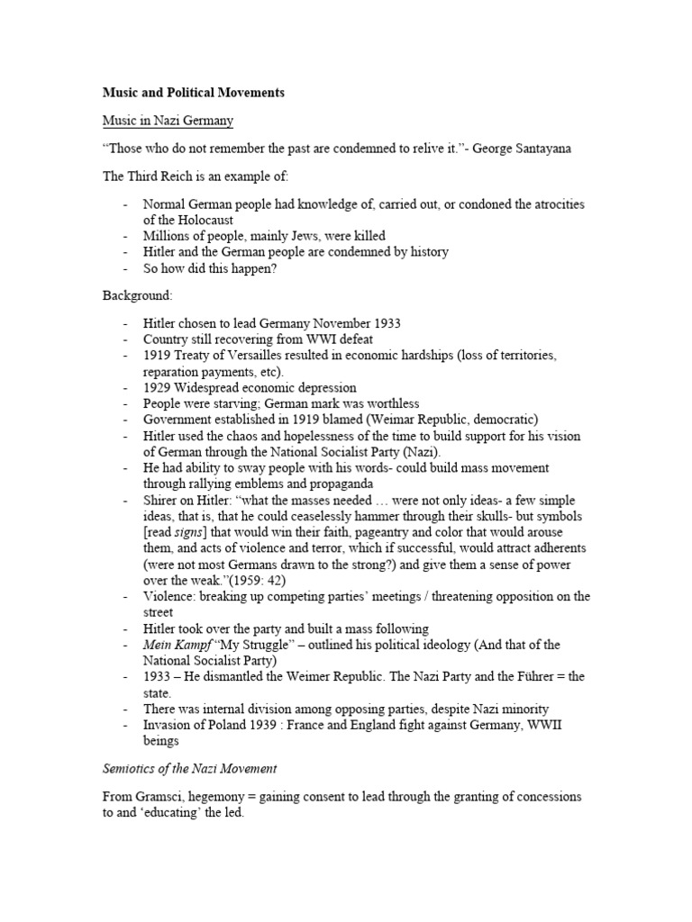Microsoft Word - Music and Political Movements | PDF | Nazi Germany ...