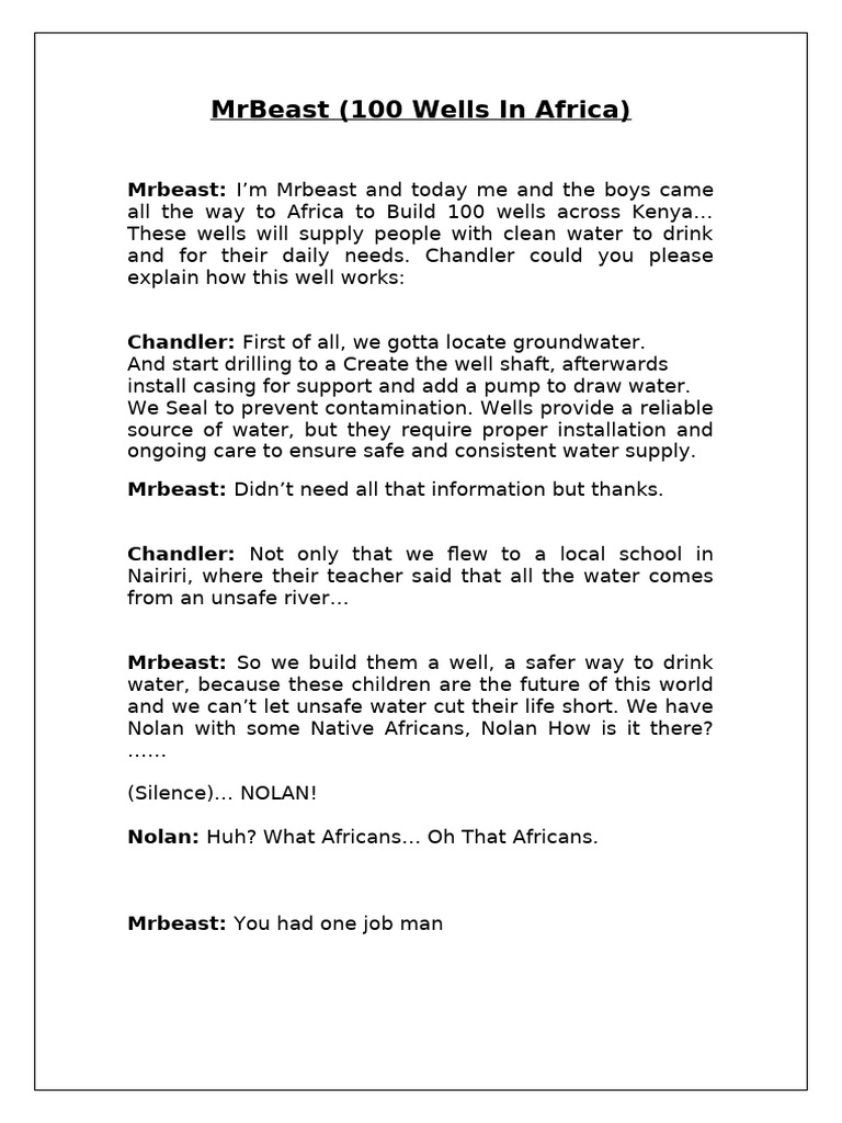 MrBeast (100 Wells in Africa) | PDF