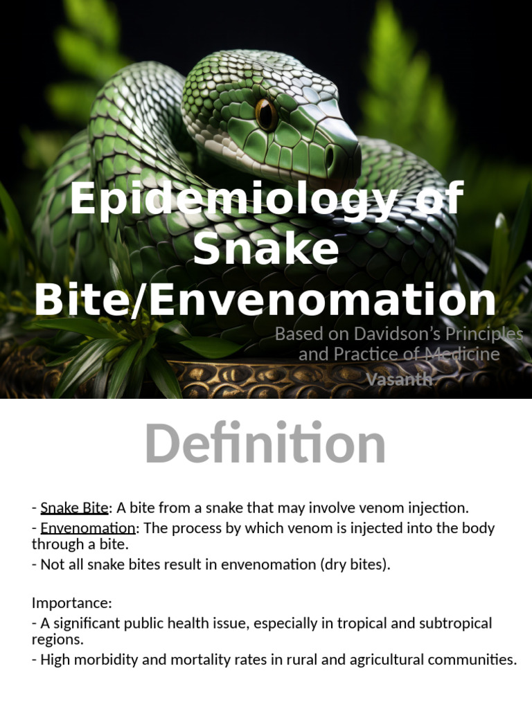 Epidemiology of Snake Bite Envenomation Presentation Fixed | PDF ...