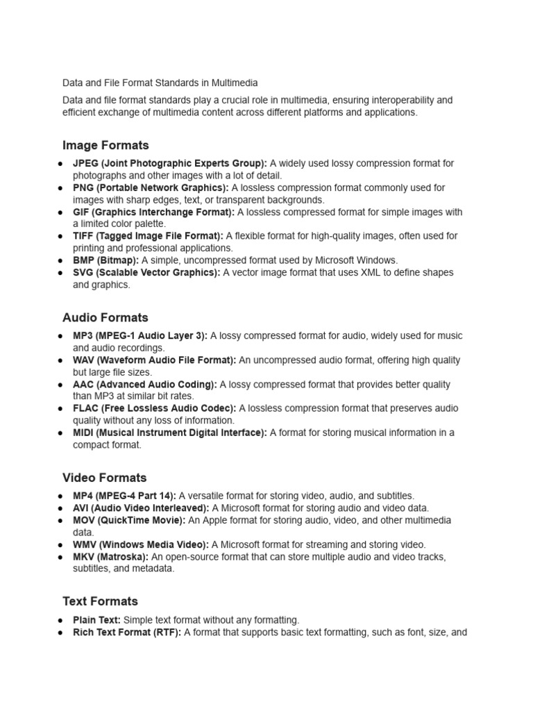 Data and File Format Standards | PDF | Data Compression | Computer File Formats