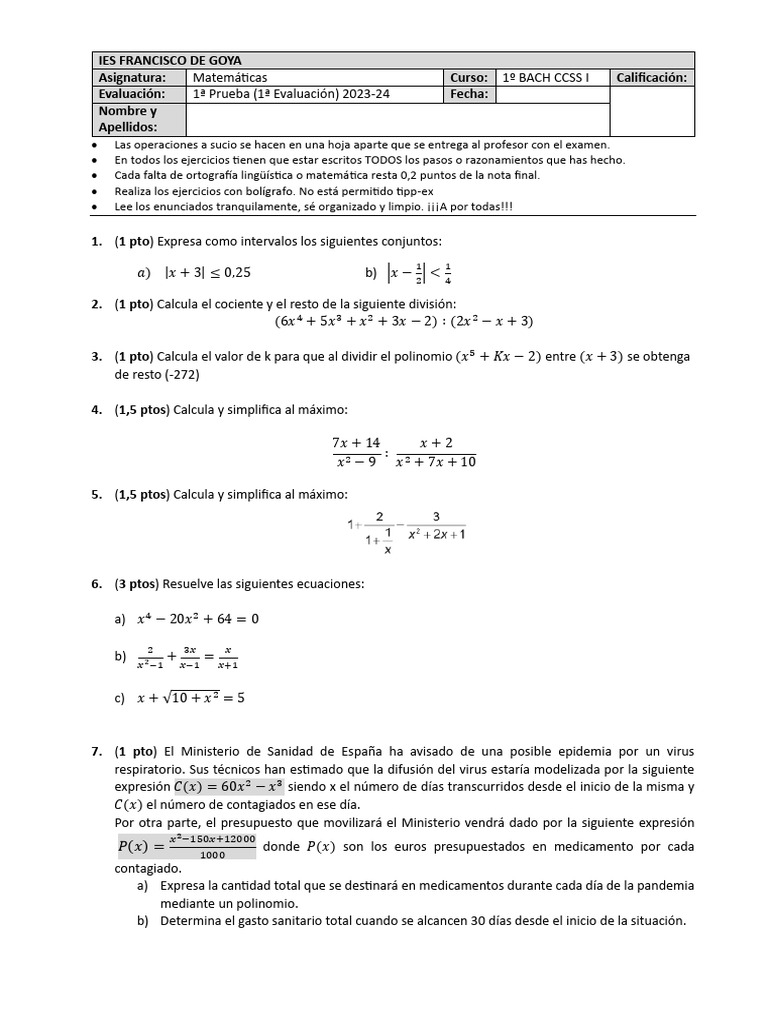 1 Prueba. 1º Eval. Solucionado | PDF