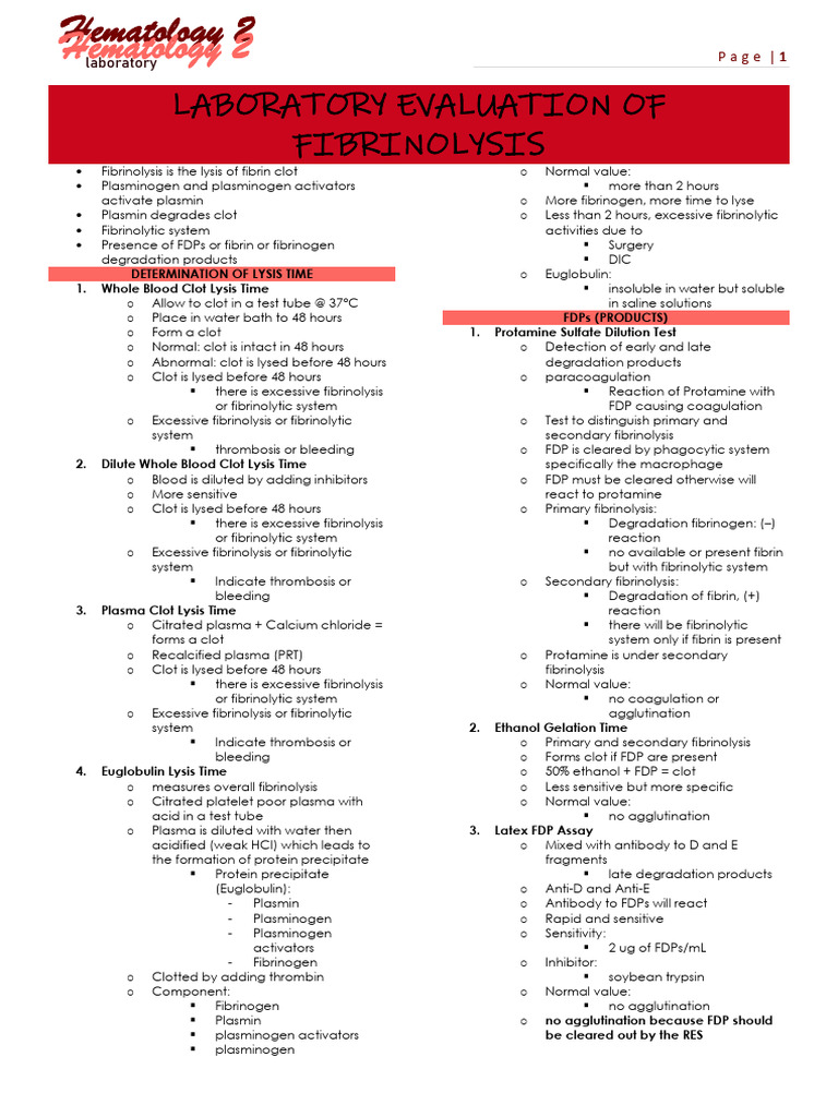 3.5 Laboratory Evaluation of Hemostasis | PDF | Coagulation | Blood ...