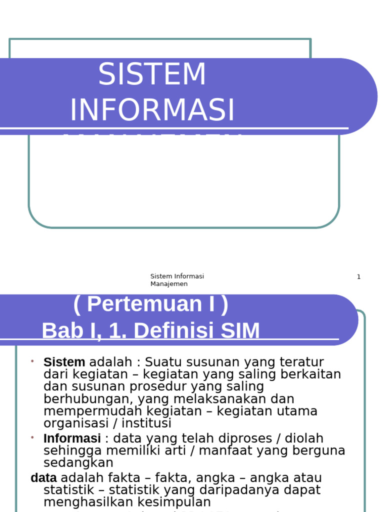 1 Ppt Sistem Informasi Manajemen Ppt 1 7 Pdf
