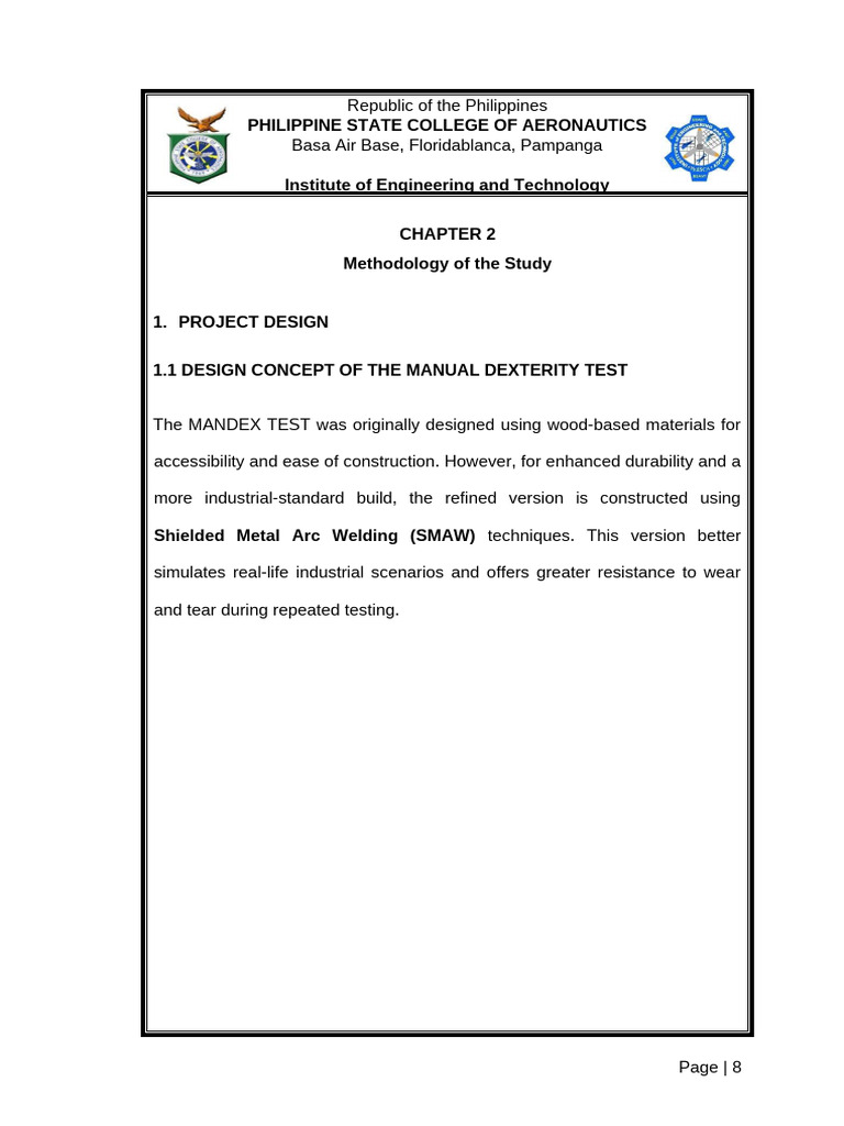 Development of the Mandex Test for SMAW | PDF | Usability | Prototype