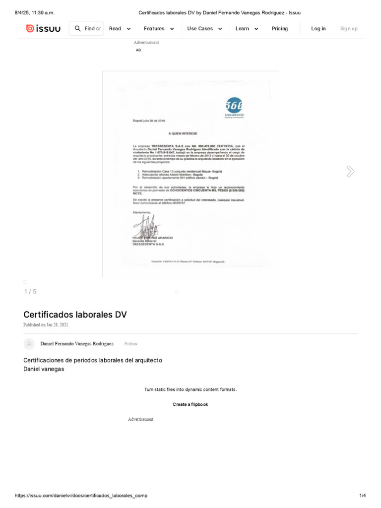 Certificados Laborales DV by Daniel Fernando Vanegas Rodriguez - Issuu | PDF