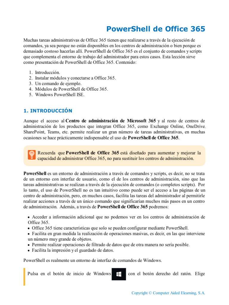 Power Shell Office 365 | PDF | Microsoft | Interfaz de línea de comando