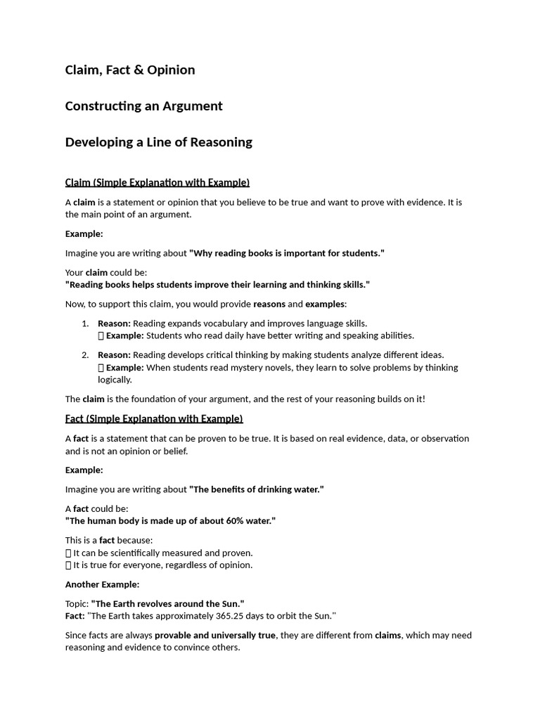 Claim, Fact, Opinion and Value Judgement | PDF | Argument | Reason