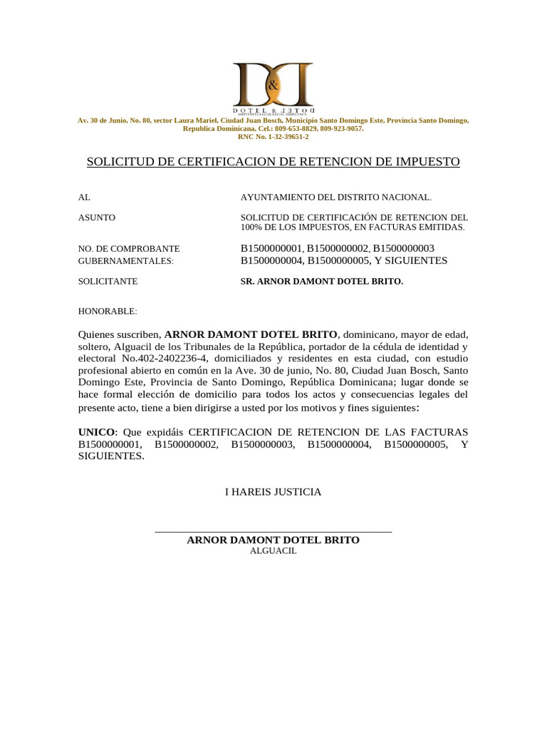 Certificacion de Retencion de Impuesto Dgii | PDF
