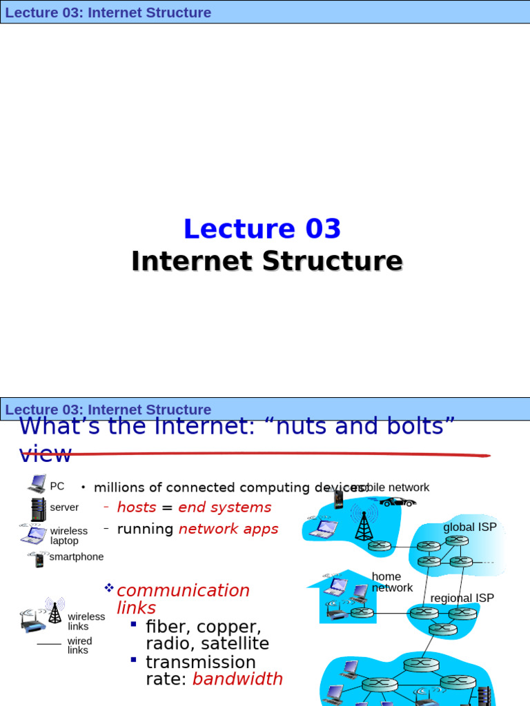 Lecture 03-Internet Structure | PDF | Computer Network | Internet ...