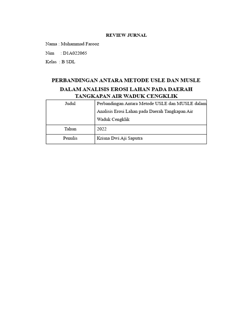 Muhammad Farooz - 065 - Review Perbandingan Antara Metode USLE Dan ...