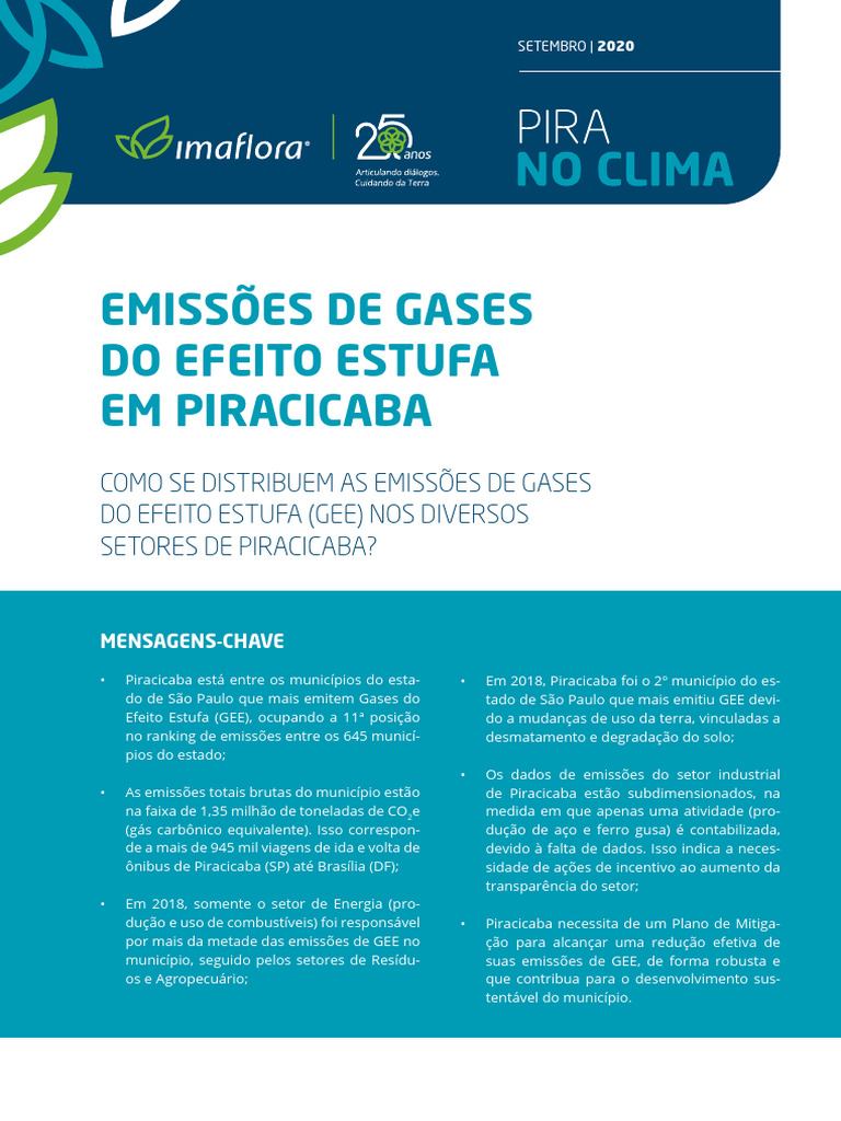 Emissões de GEE em Piracicaba 2018 | PDF | Gás de efeito estufa ...