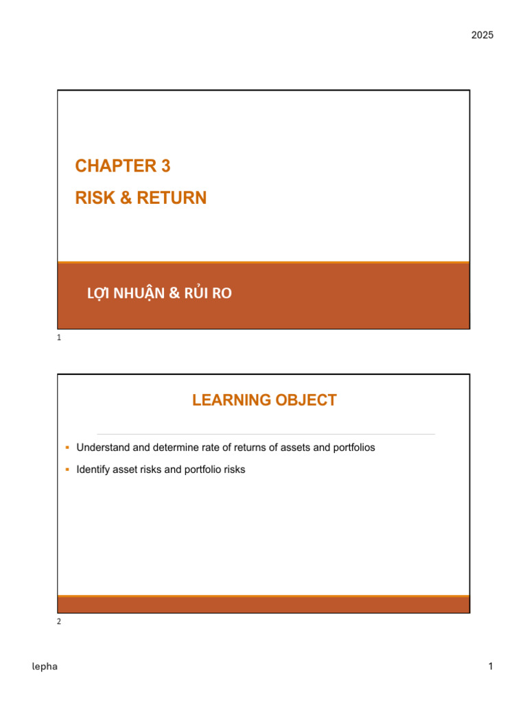 Chapter 3 - Risk and Return - Lesson | PDF | Financial Risk | Capital Asset Pricing Model