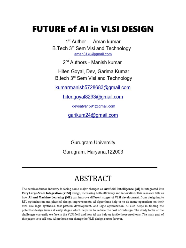 Future of AI in VLSI Design (2.0) | PDF | Integrated Circuit | Very Large Scale Integration