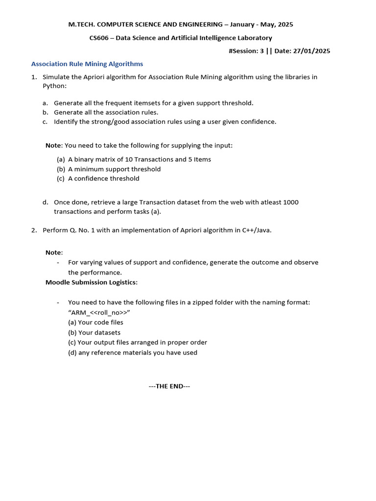 Lab Exercise - Session 4 - Association Rule Mining | PDF