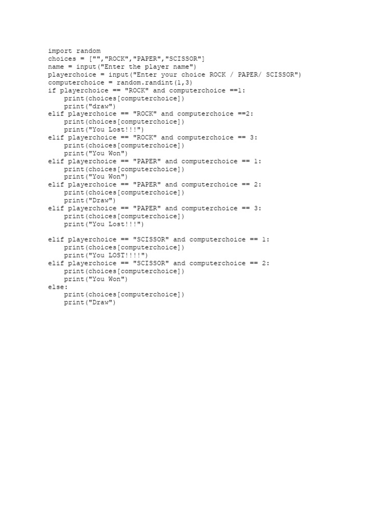 Python Rock-Paper-Scissors Game | PDF