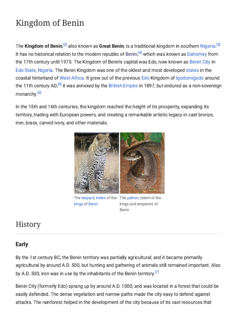 Kingdom of Benin - Wikipedia | PDF