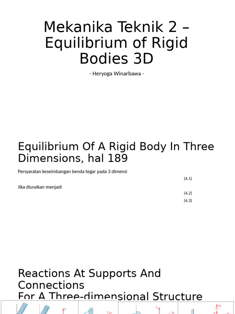 07. Mekanika Teknik 2 - Equilibrium of Rigid Bodies 3D (1) | PDF ...