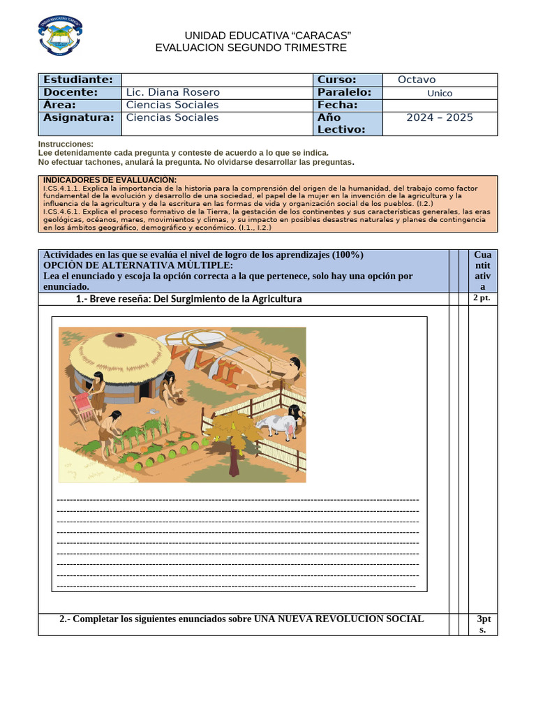 Examen Segundo Trimestre EESS Ovtavo 2024-2025 | PDF | océano Atlántico | Ciencias de la Tierra